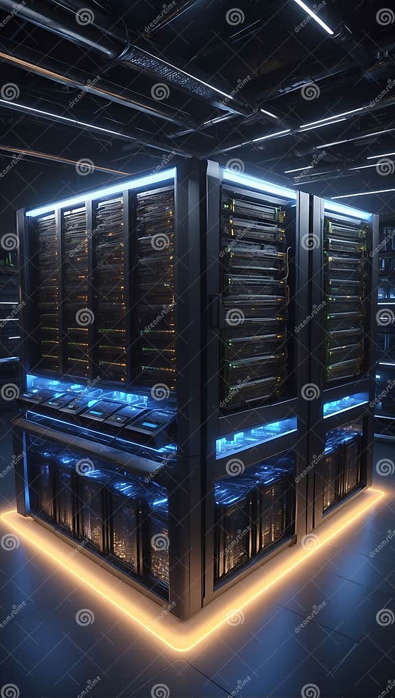 Efficient Tech Ballet: Servers, Storage, Networks in Sync. AI Generate Stock Illustration ...