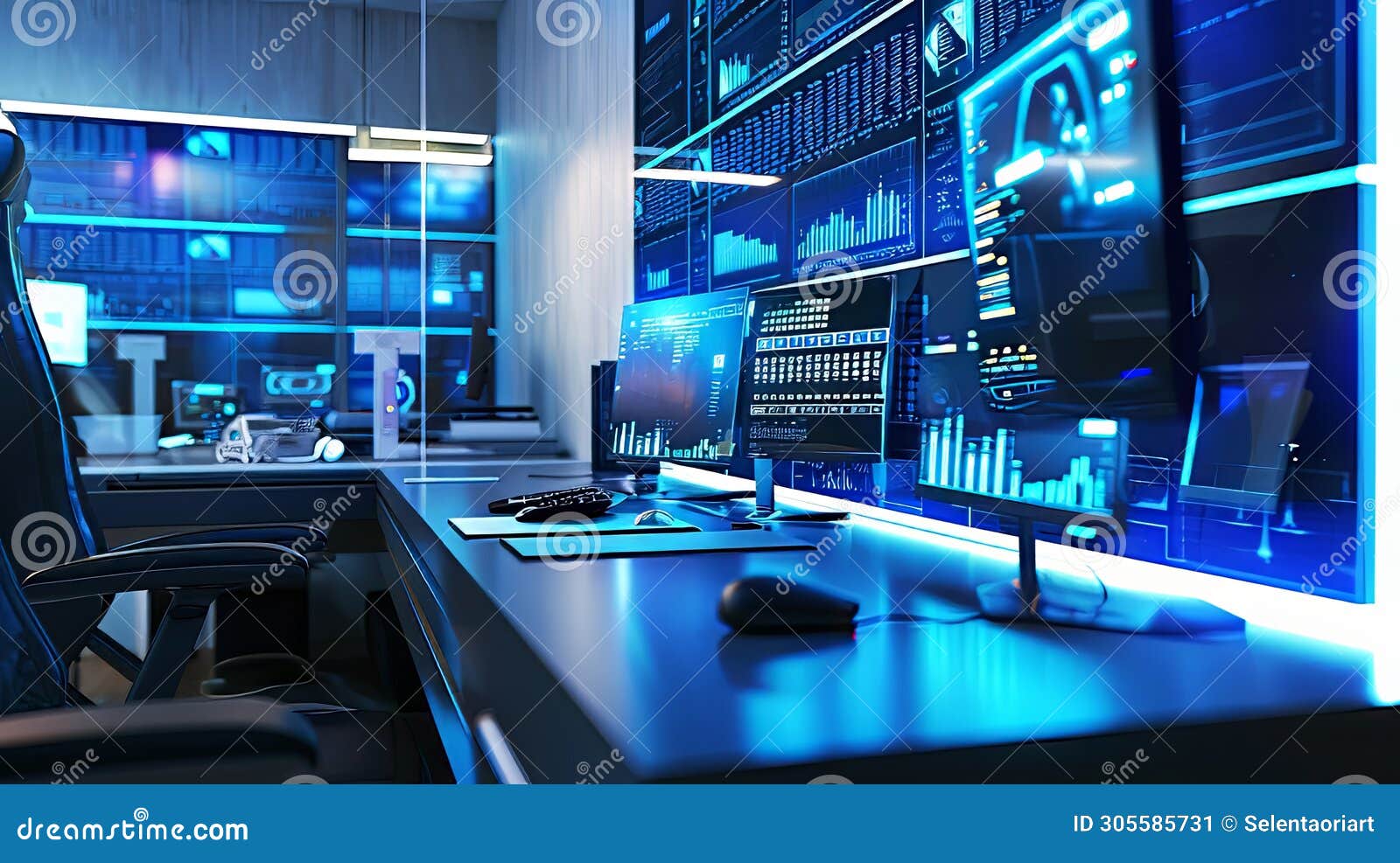 Efficient Tech Hub Room Design Stock Illustration - Illustration of ...