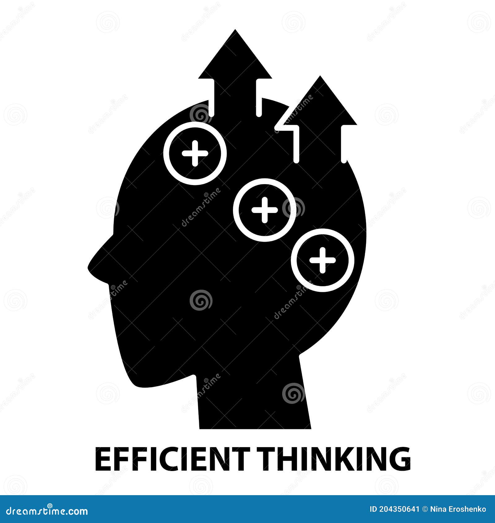 Efficient Thinking Icon, Black Vector Sign with Editable Strokes ...