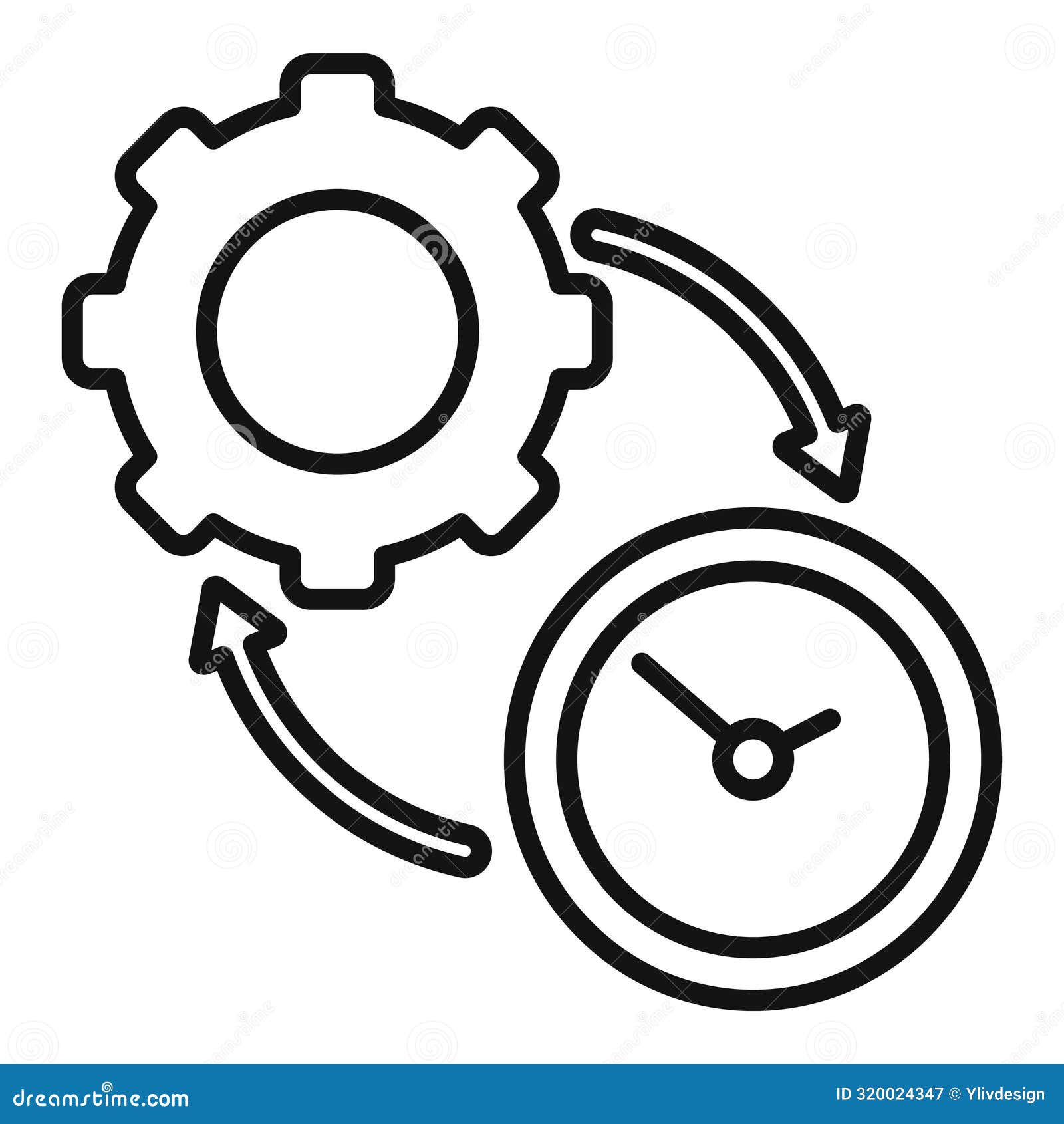 Outline Vector Icon Illustrating Time Management with Gear and Clock ...