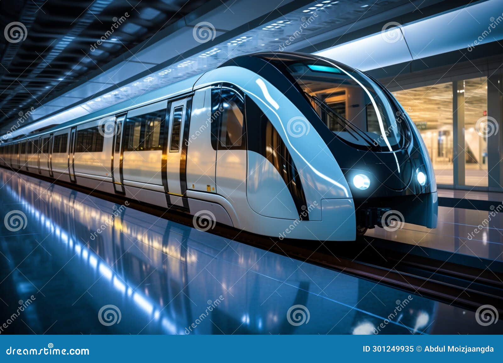 Efficient Transportation Sleek Train Displays Modern Design in Subway ...