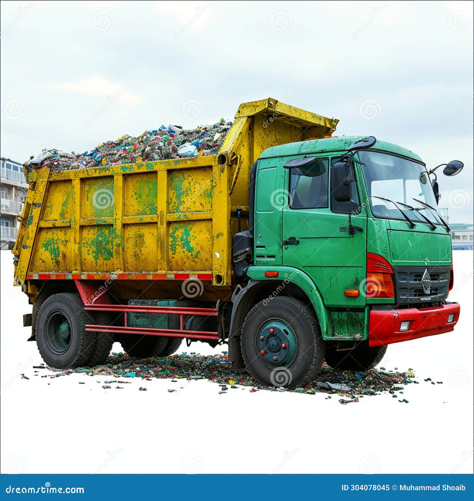 Efficient Waste Removal Garbage Trucks in Action, Emptying Containers ...