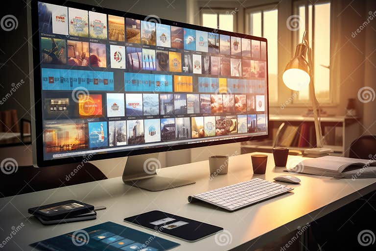 Efficient Work Environment: Multiple Screens with Various Work Projects ...