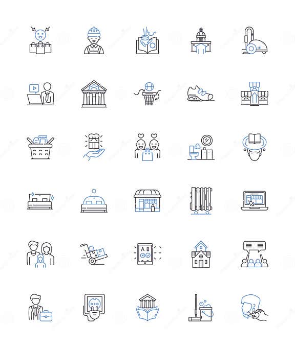 Efficient Workforce Line Icons Collection Productivity Efficiency