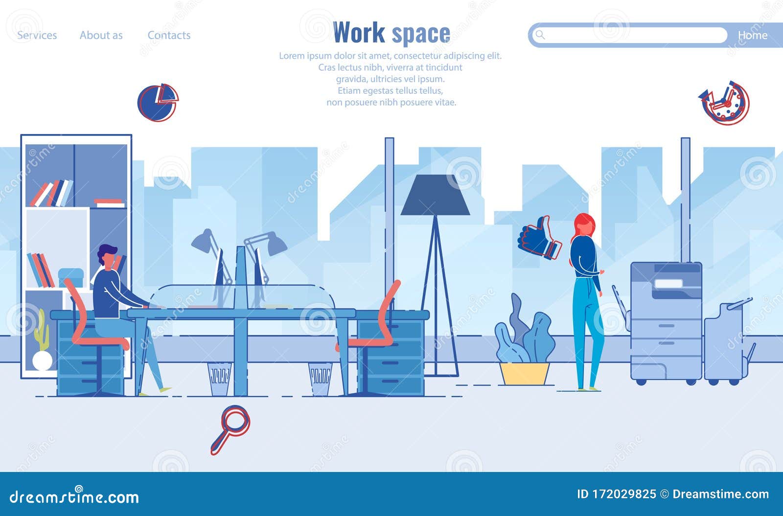 Efficient Workspace Organization and Environment. Stock Vector ...