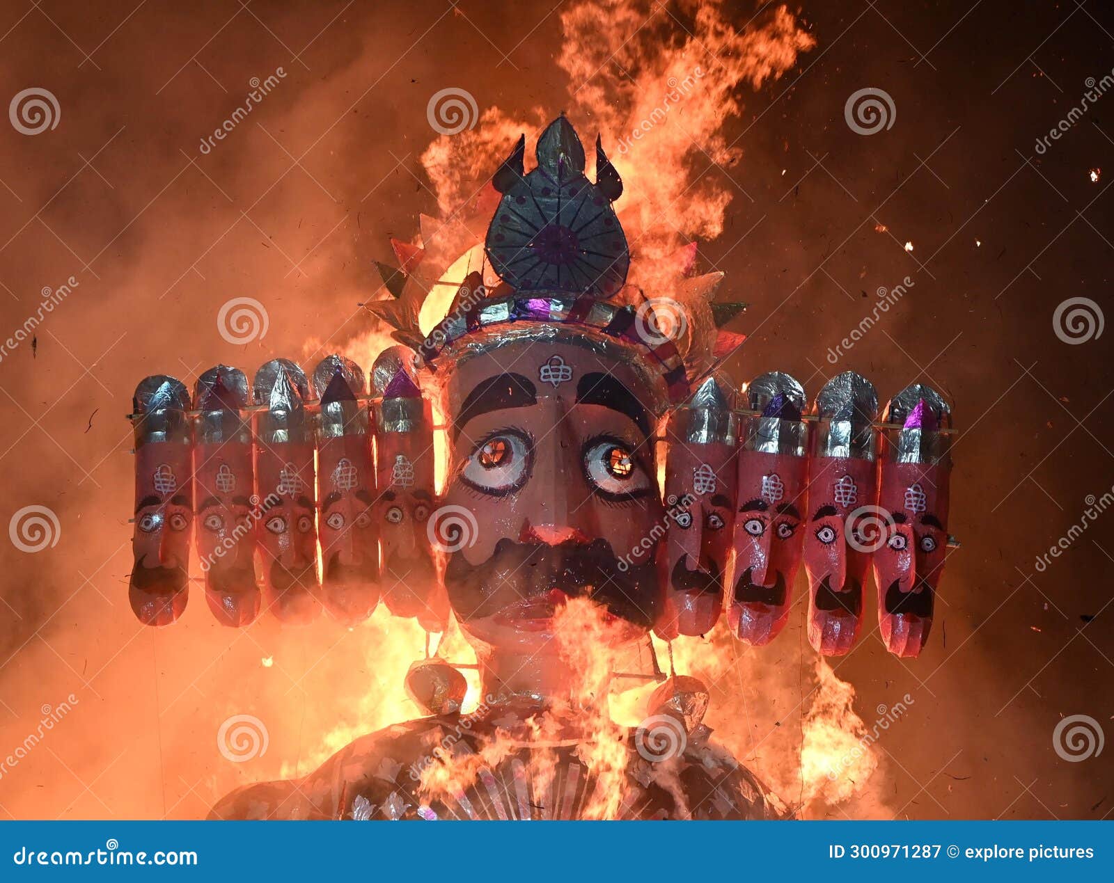 Effigy of Devil Ravan Set on Fire Stock Image - Image of fire, ravan ...