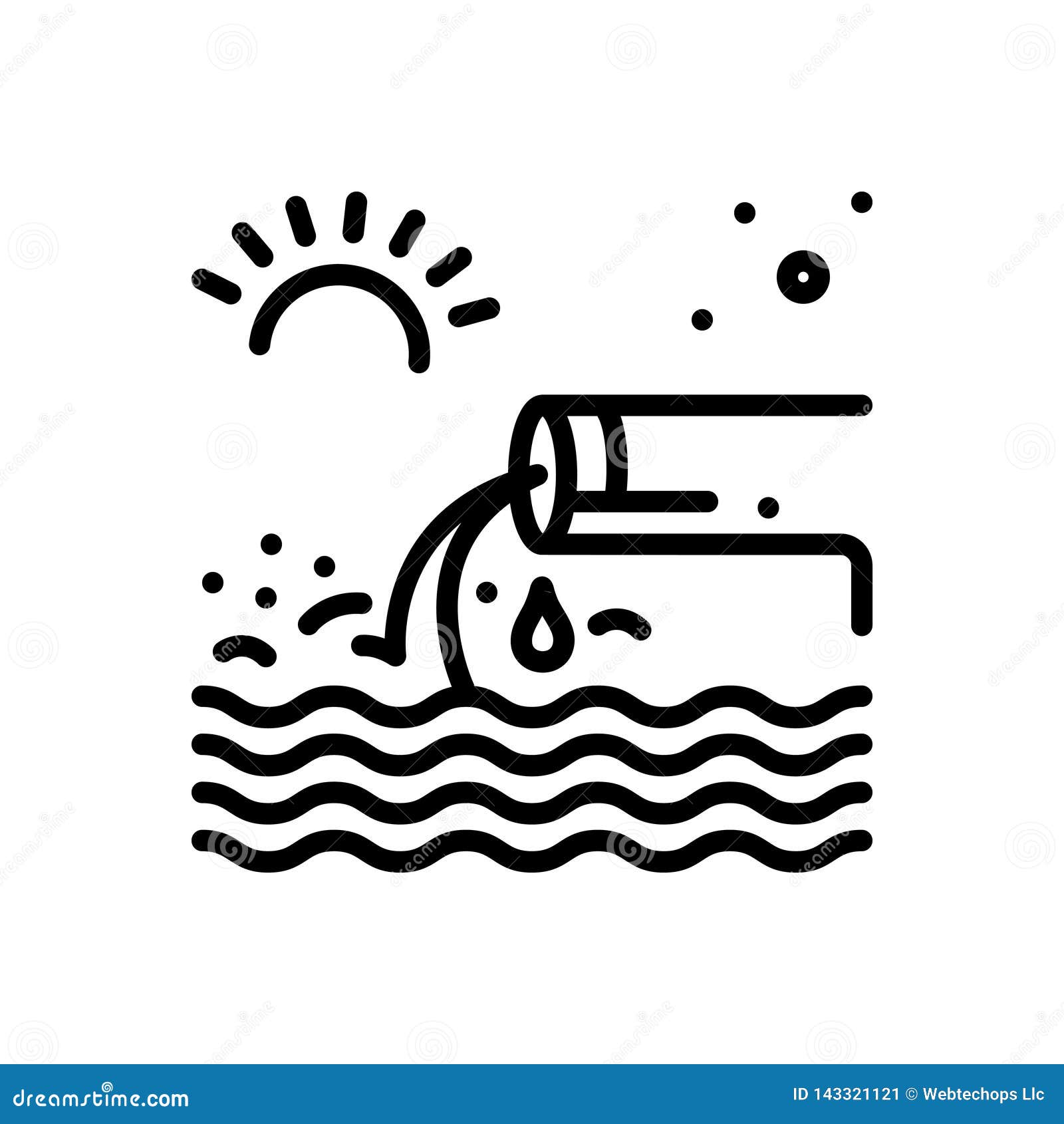 Black Line Icon for Effluent, Flow and Stream Stock Illustration ...