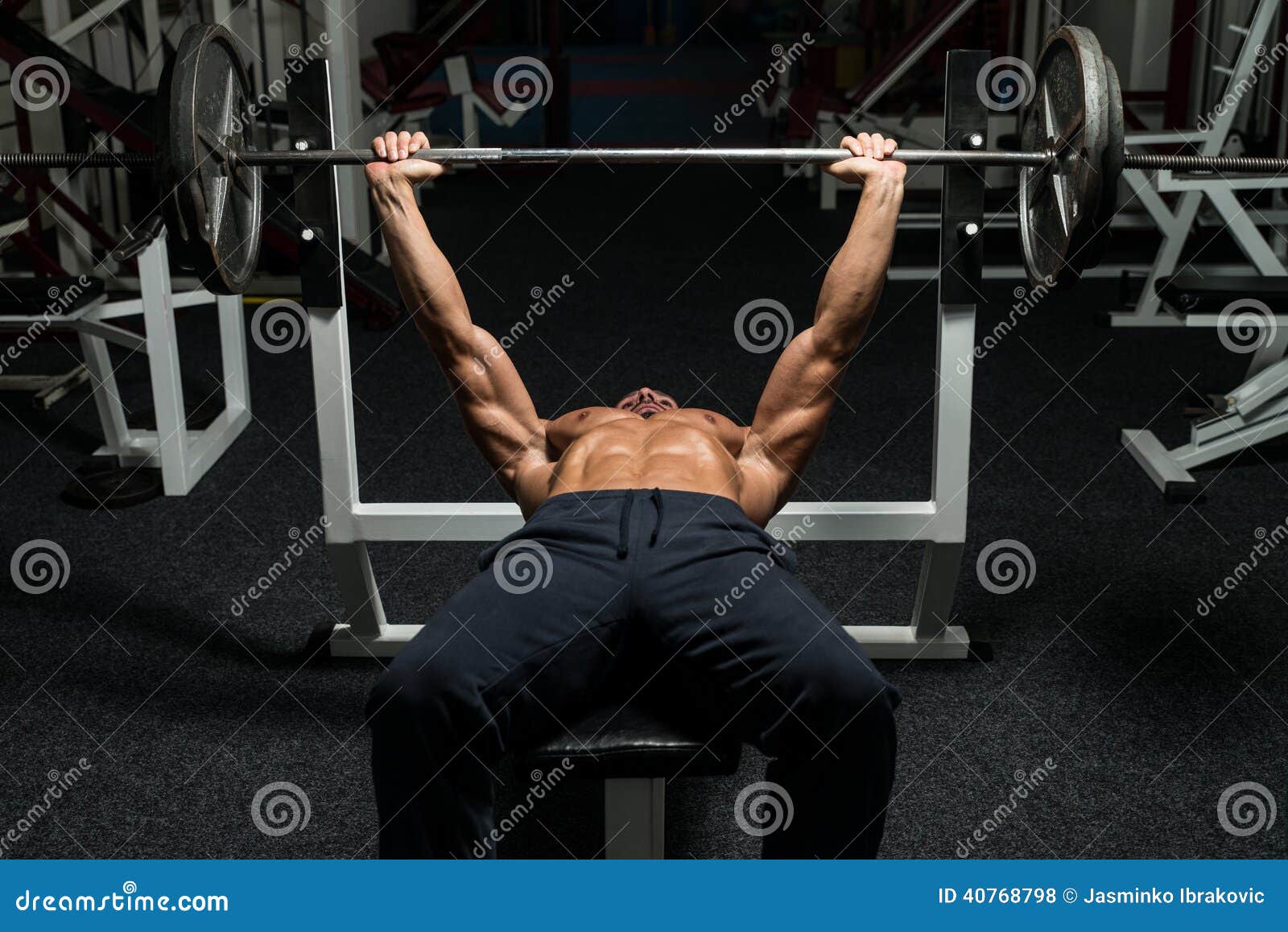 Effort on the Bench Press stock photo. Image of exercises - 40768798