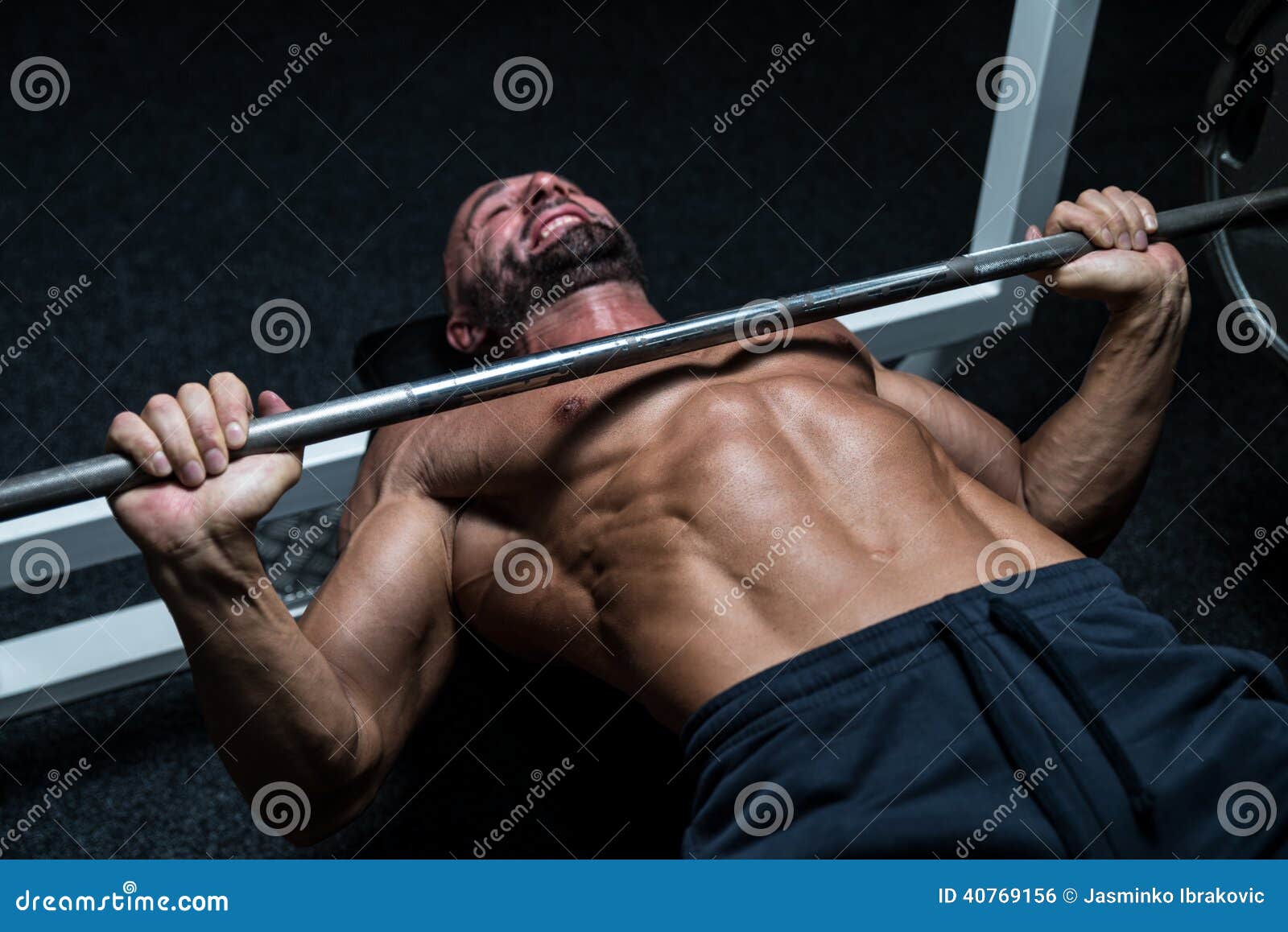 Effort on the Bench Press stock photo. Image of bald - 40769156