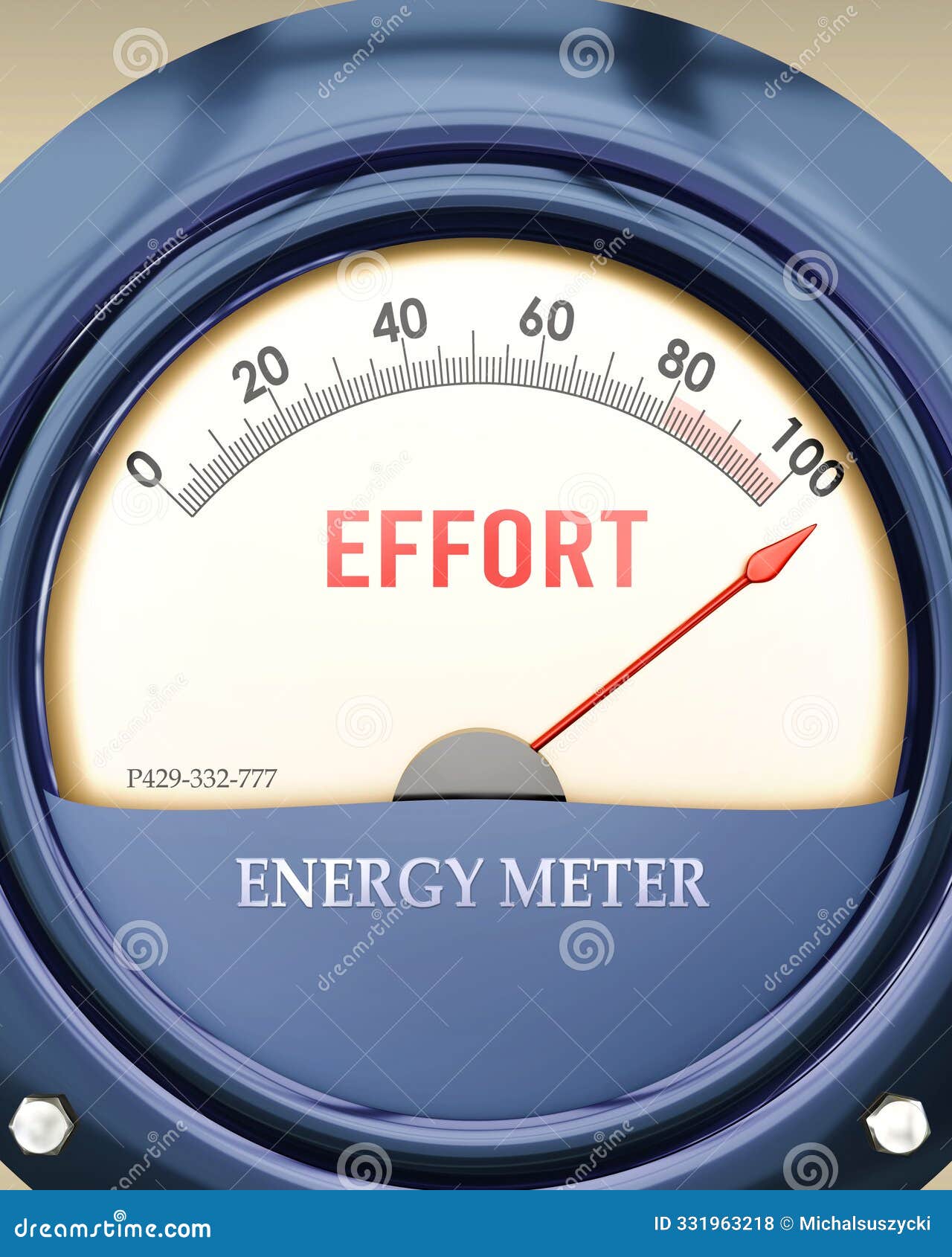 Effort and Energy Meter that is Hitting a Full Scale, Showing a Very ...