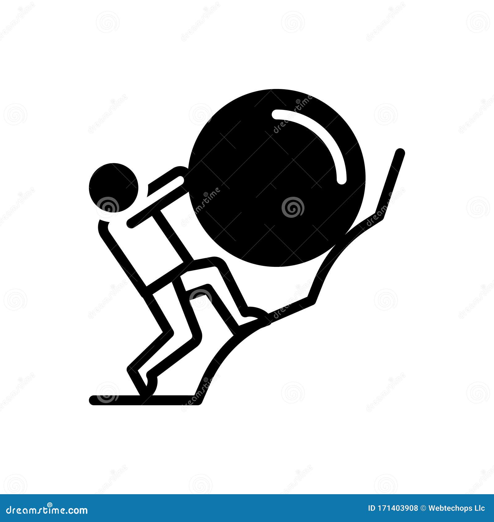 Black Solid Icon For Effort, Endeavor And Power Vector Illustration ...