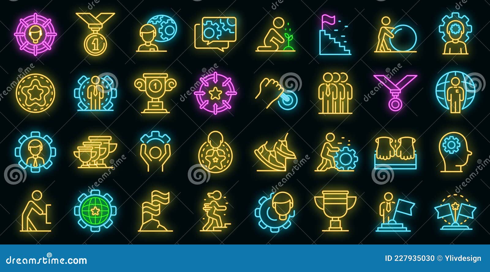 Effort Icons Set Vector Neon Stock Vector - Illustration of ...