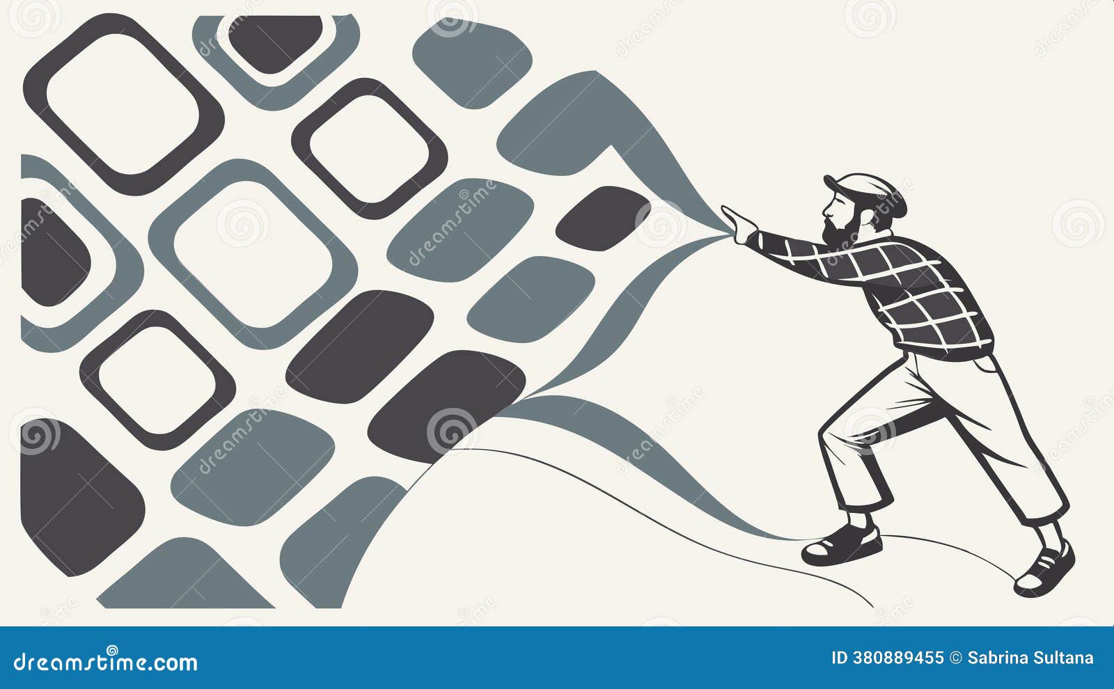 Hard Boundaries. Boy Standing Inside Drawn Rectangular Shape Boundaries ...