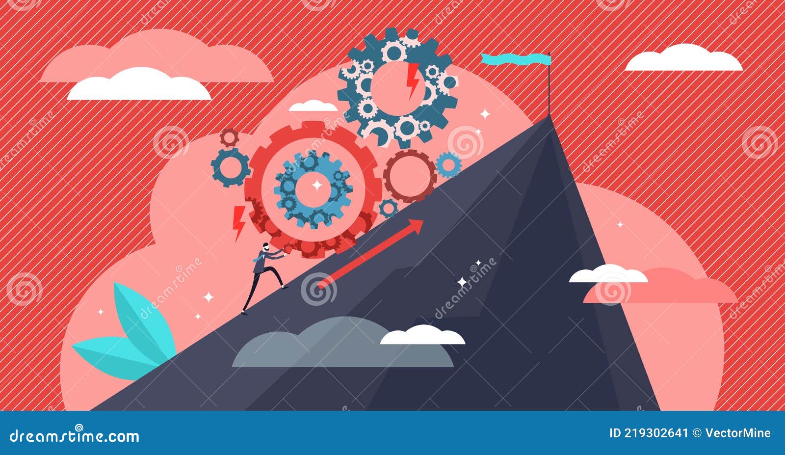 Effort Vector Illustration. Flat Tiny Challenge Conquering Persons ...