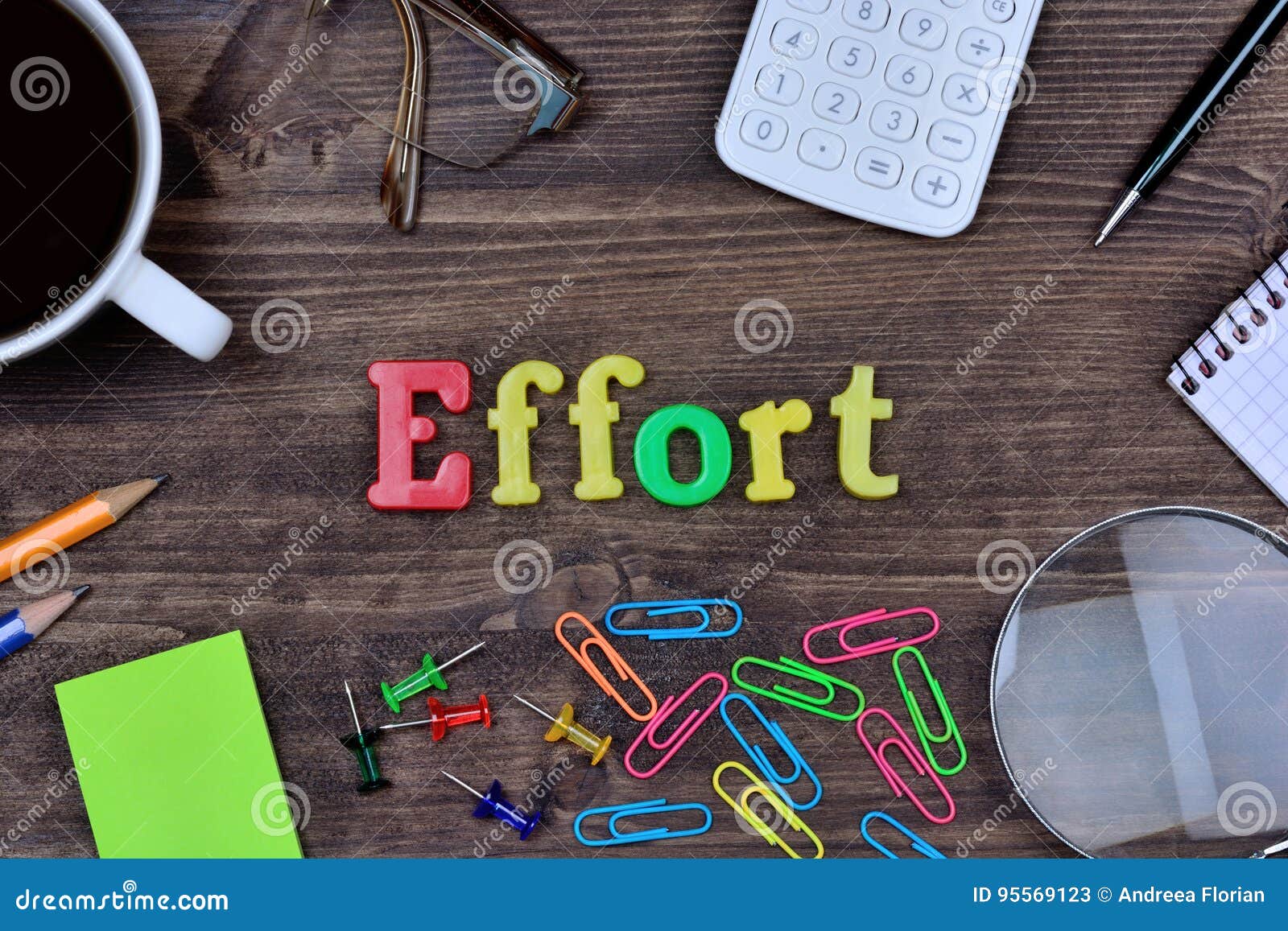 Effort word on table stock image. Image of coffee, glass - 95569123