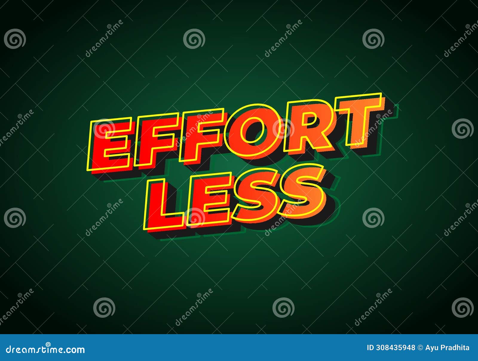 Effortless. Text Effect in 3D Look with Eye Catching Colors Stock ...