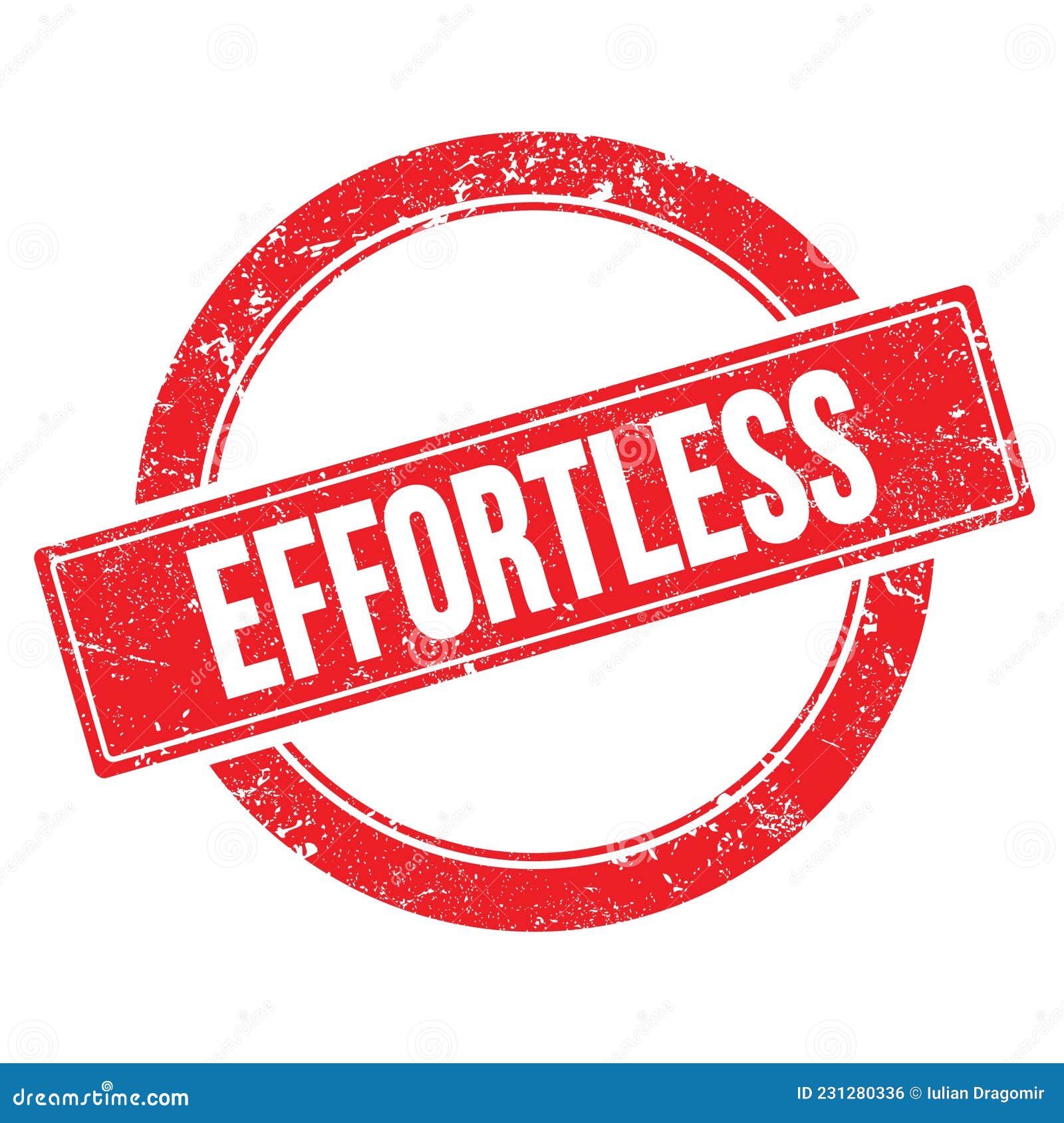 EFFORTLESS Text on Red Grungy Round Stamp Stock Illustration ...