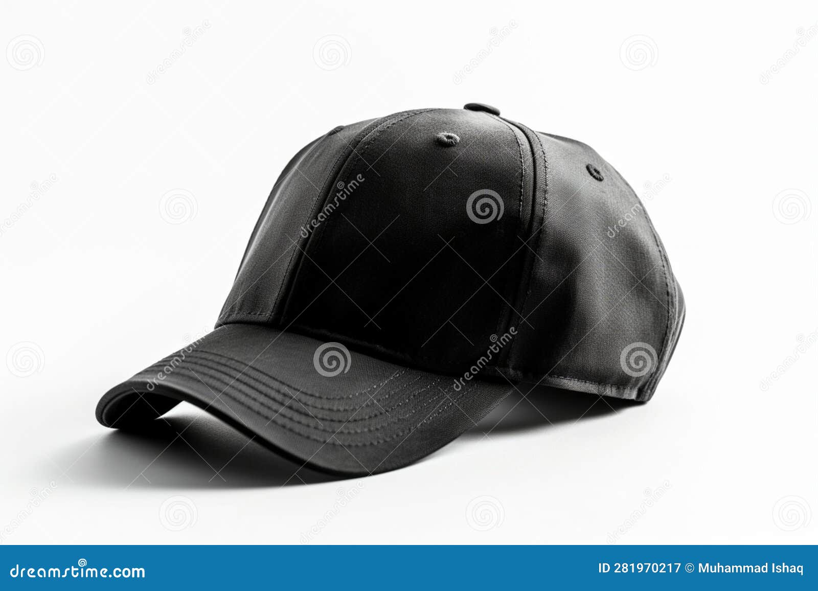 Effortlessly Cool, Empty Black Cap Mockup on White Background Stock ...