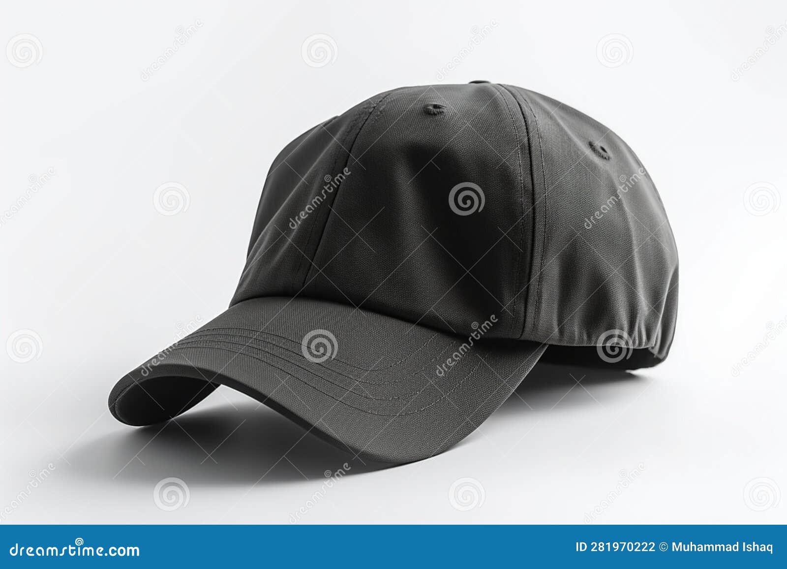 Effortlessly Cool, Empty Black Cap Mockup on White Background Stock ...