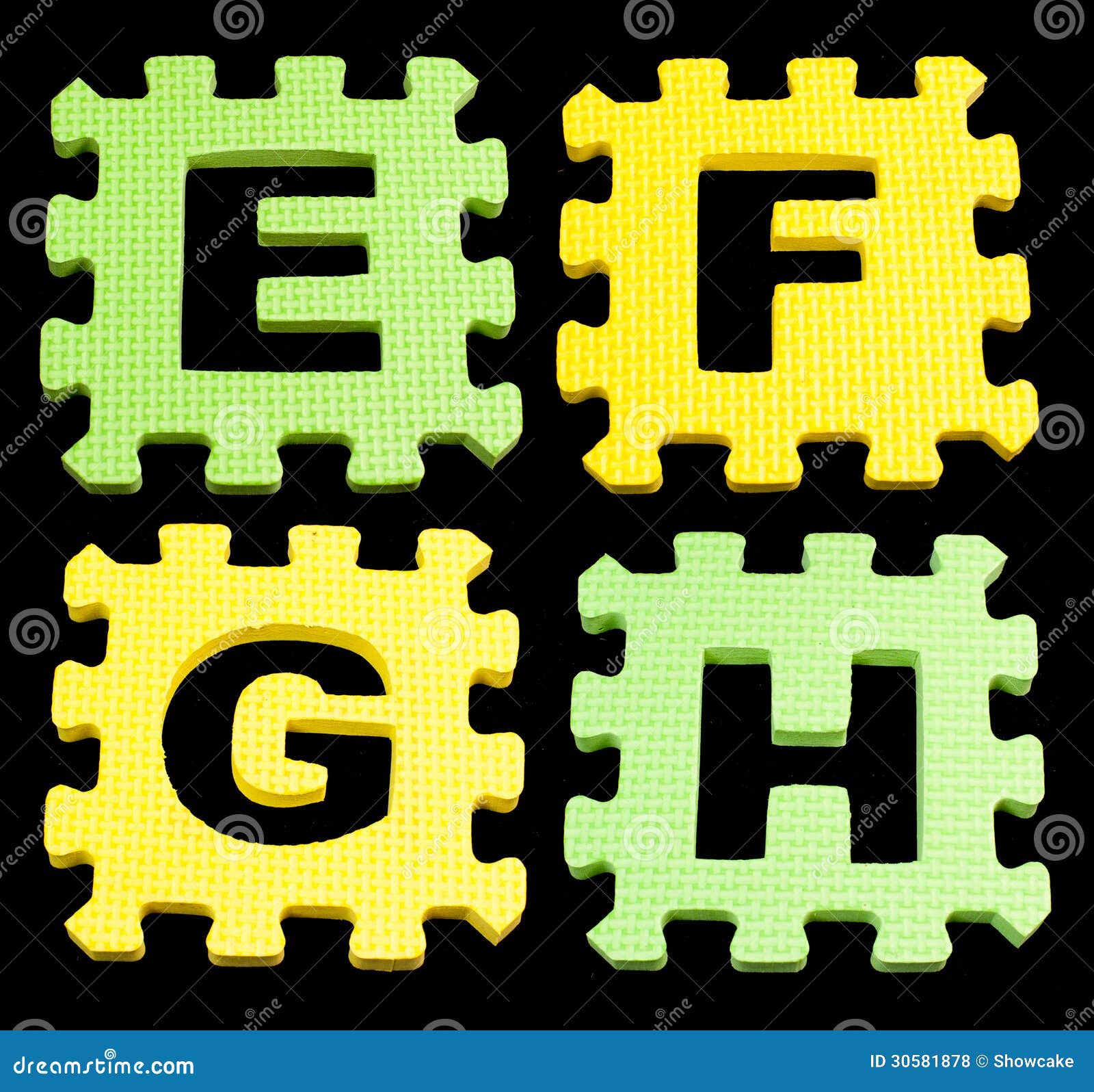 EFGH Alphabet Learning Blocks Isolated Black Stock Photo - Image of ...