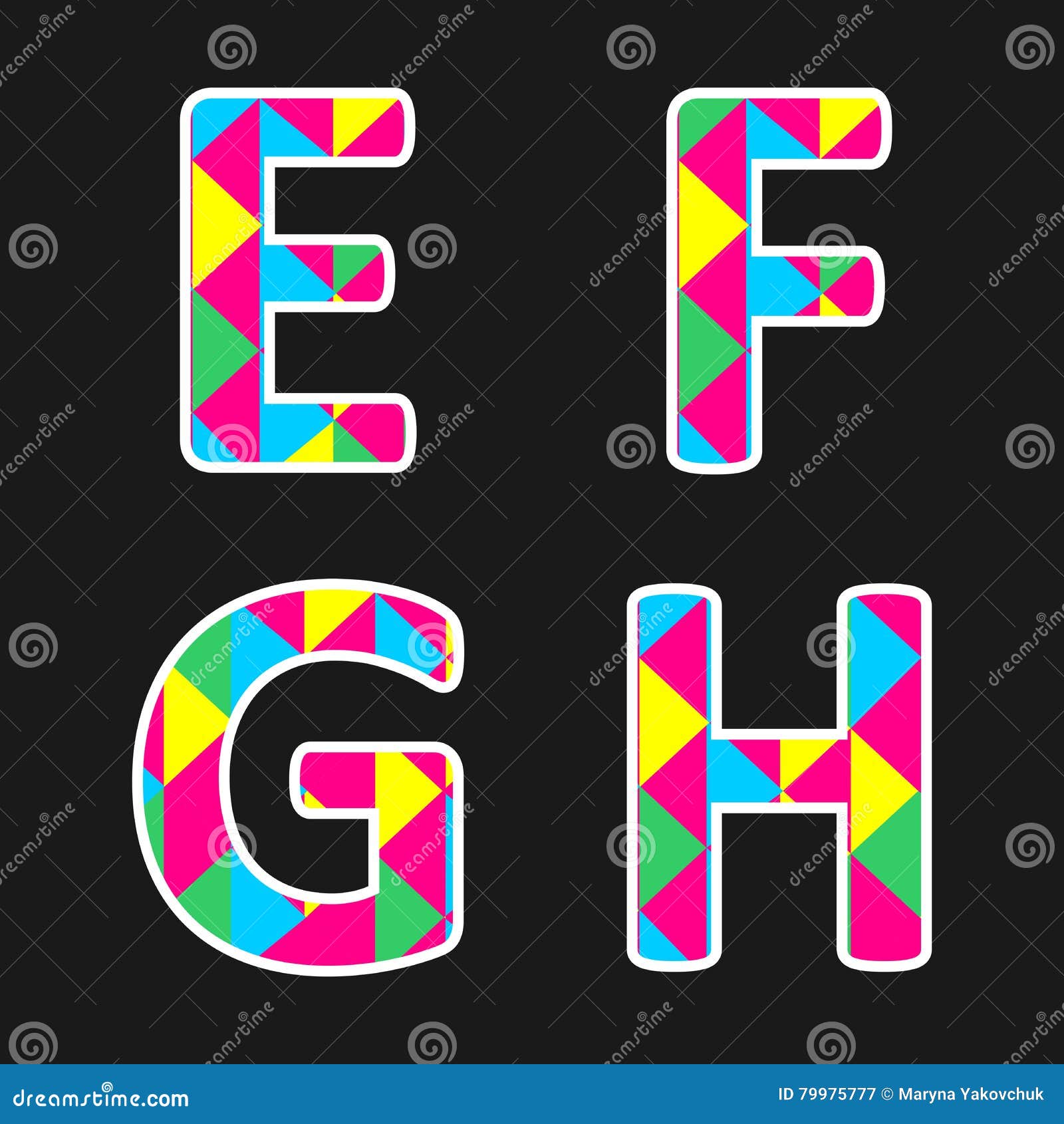 The EFGH Letters Cartoon Vector | CartoonDealer.com #79975777
