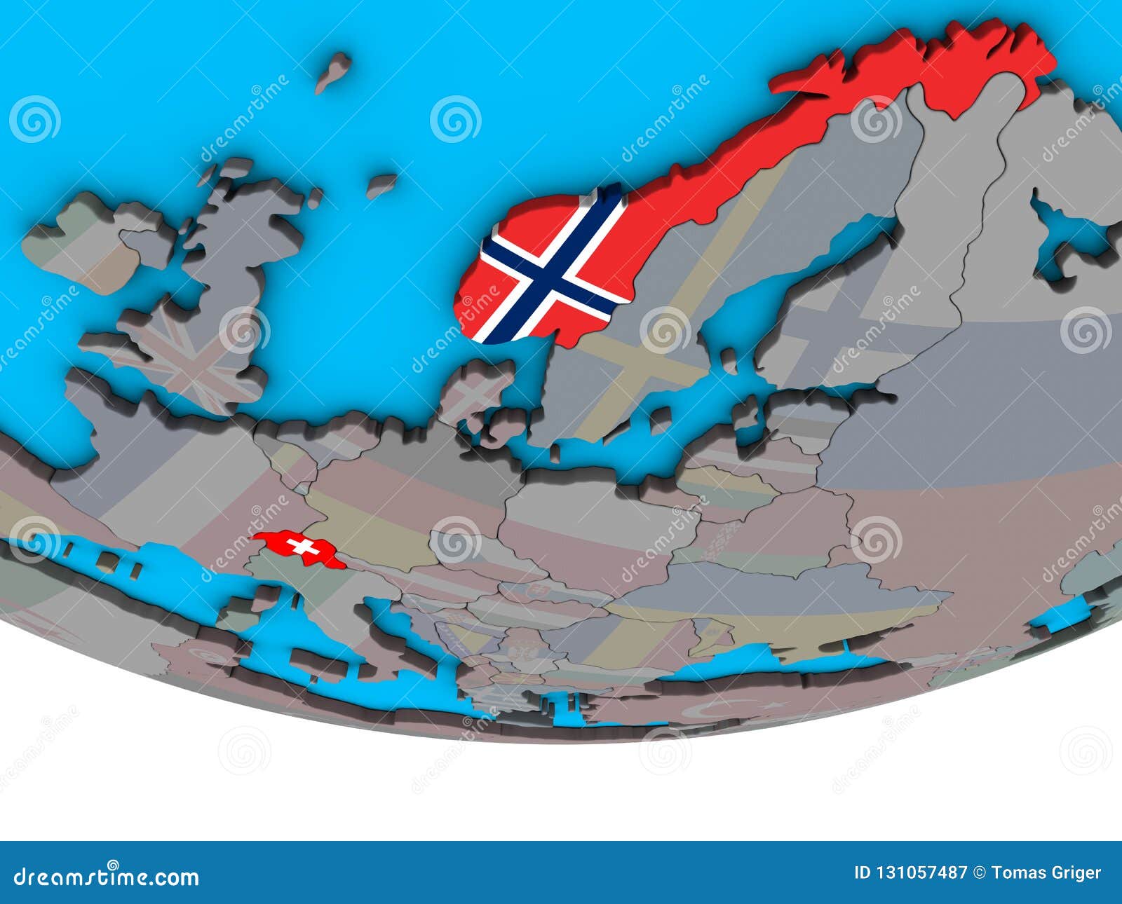 EFTA Countries with Flags on Globe Stock Illustration - Illustration of ...