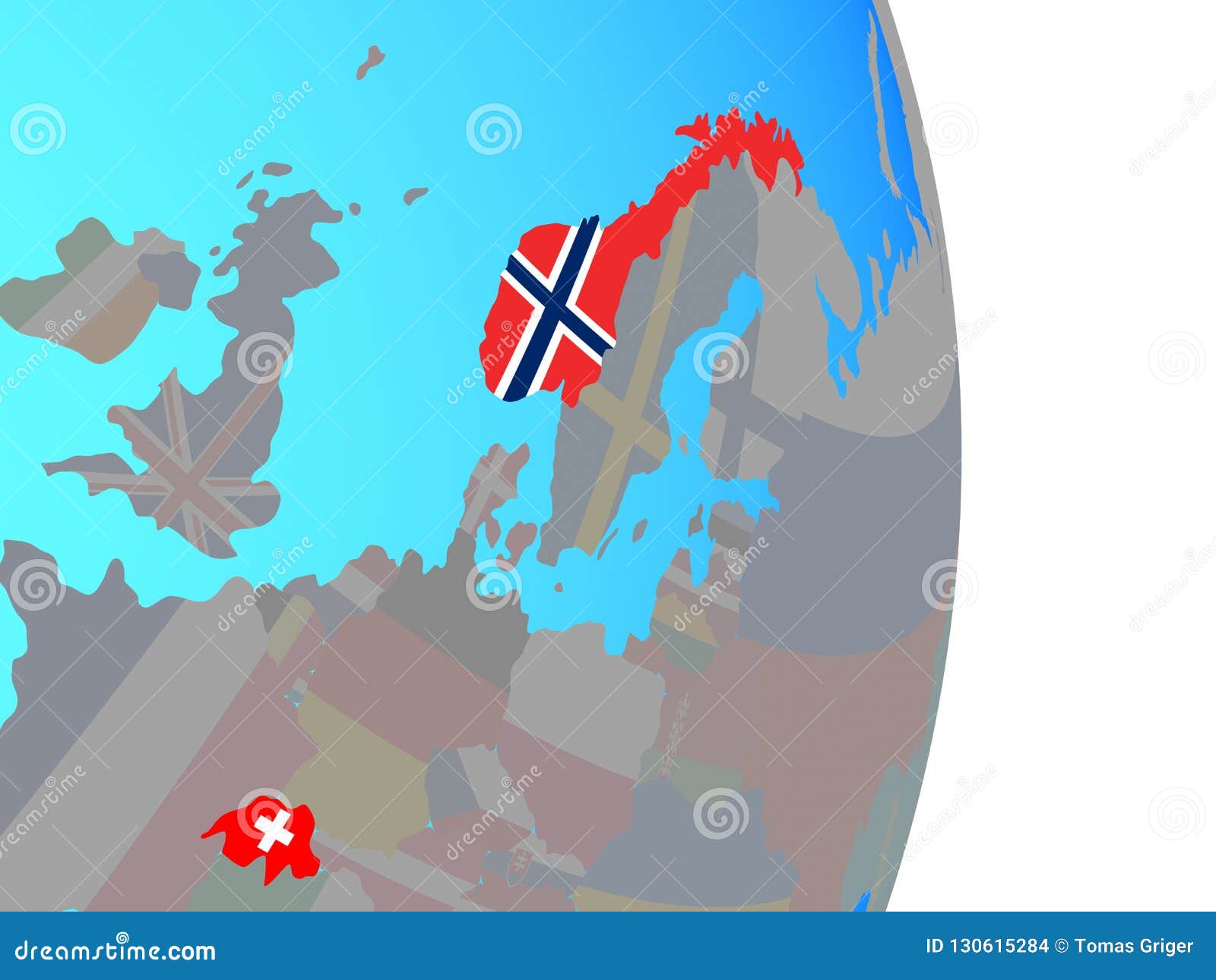 EFTA Countries with Flags on Globe Stock Illustration - Illustration of ...