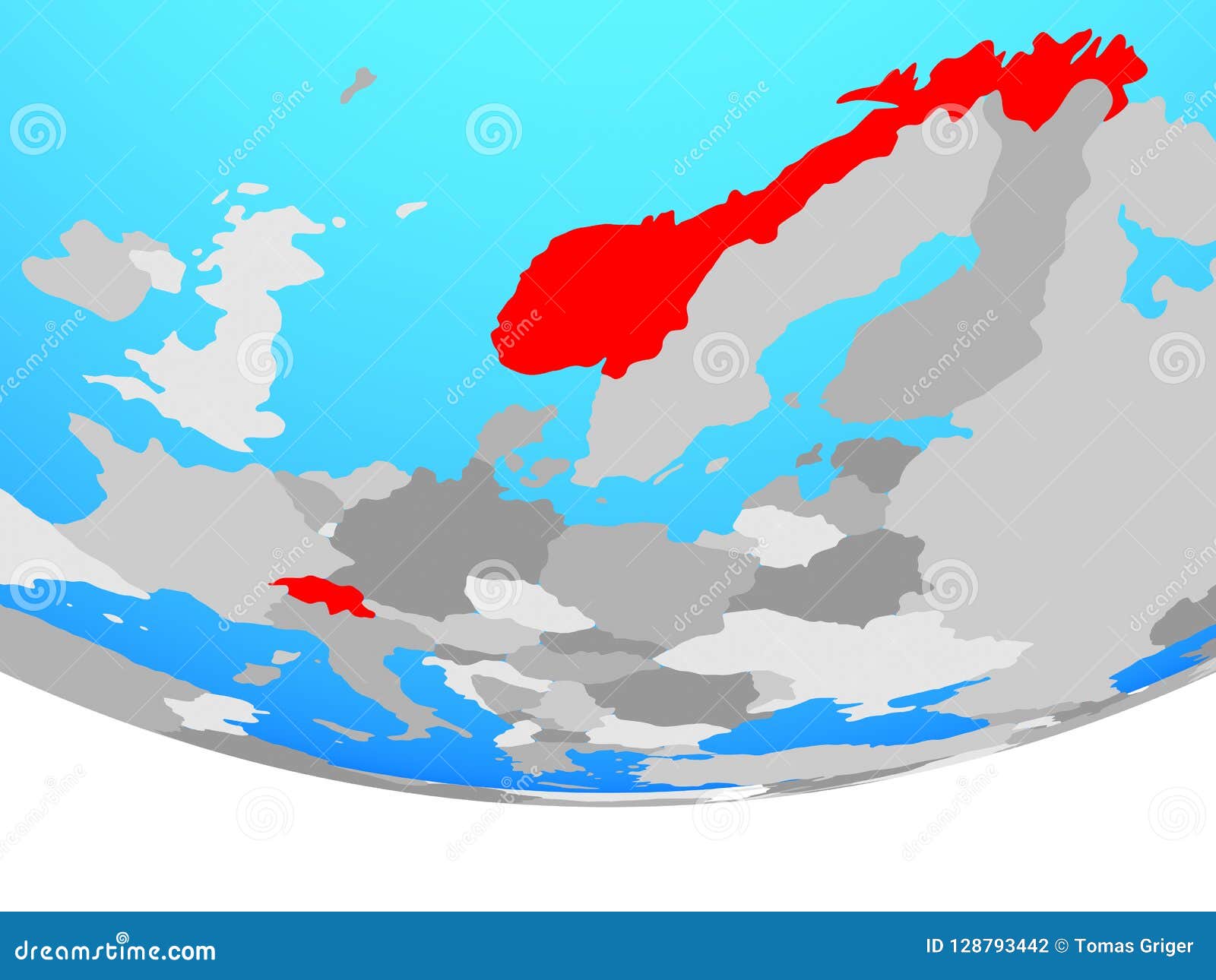 EFTA countries on globe stock illustration. Illustration of area ...