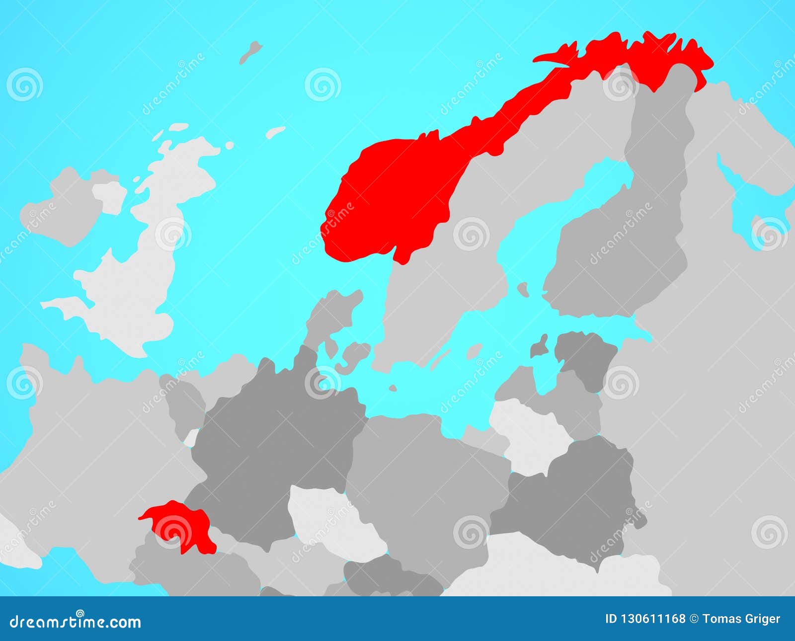 EFTA countries on map stock illustration. Illustration of switzerland ...