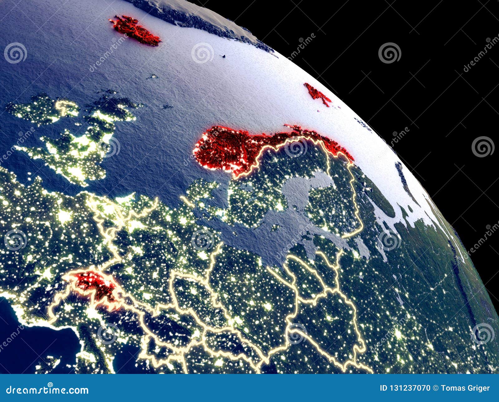 EFTA countries from space stock illustration. Illustration of night ...