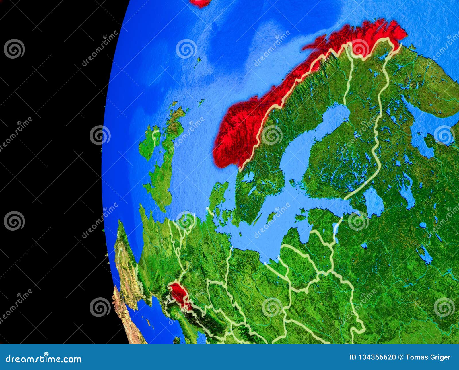 EFTA countries from space stock illustration. Illustration of ...