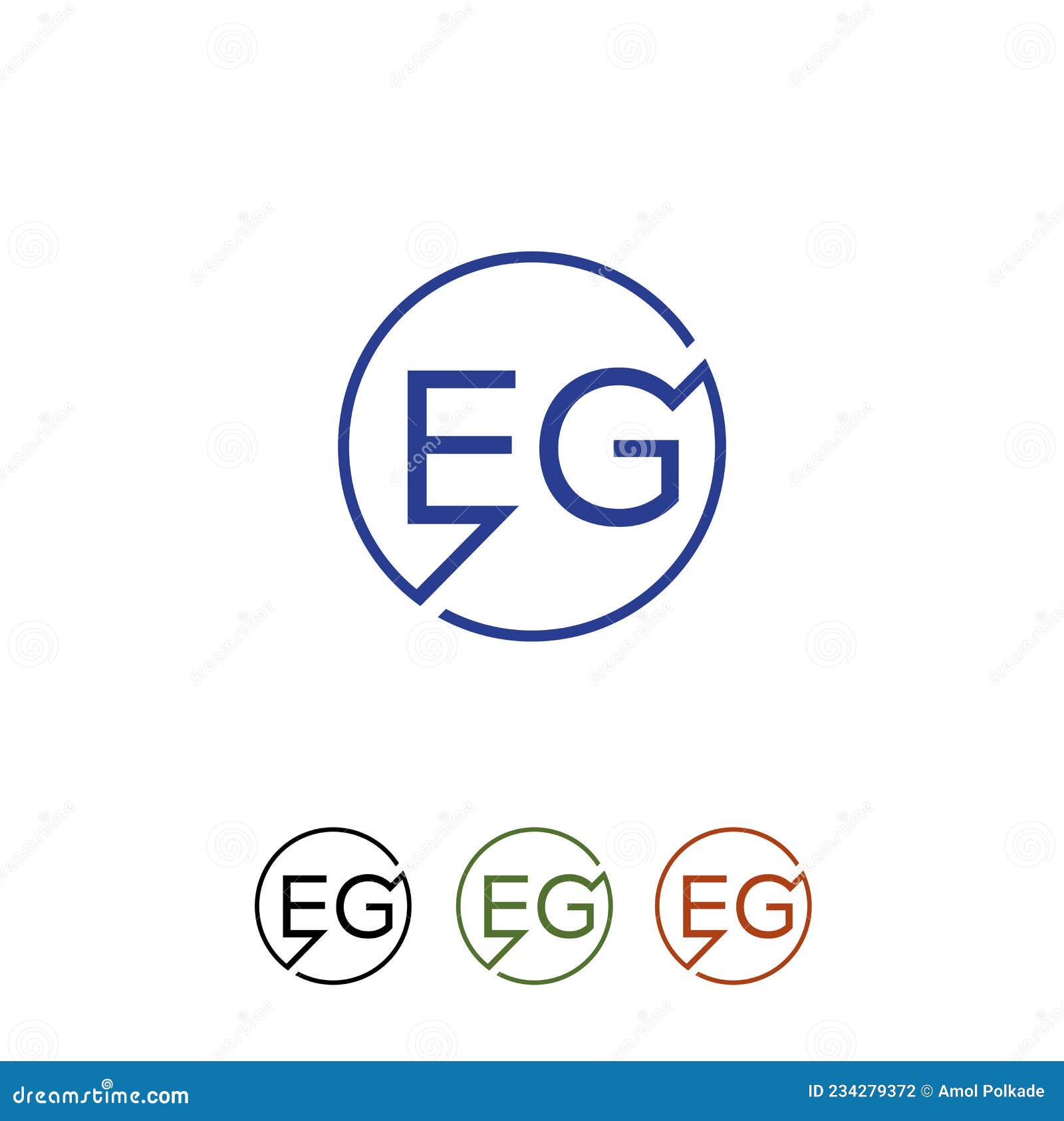 `EG` Company Name Monogram. EG Round Logo Stock Vector - Illustration ...