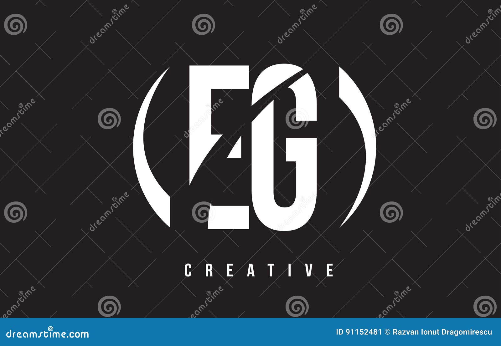 EG E G White Letter Logo Design with Black Background. Stock Vector ...