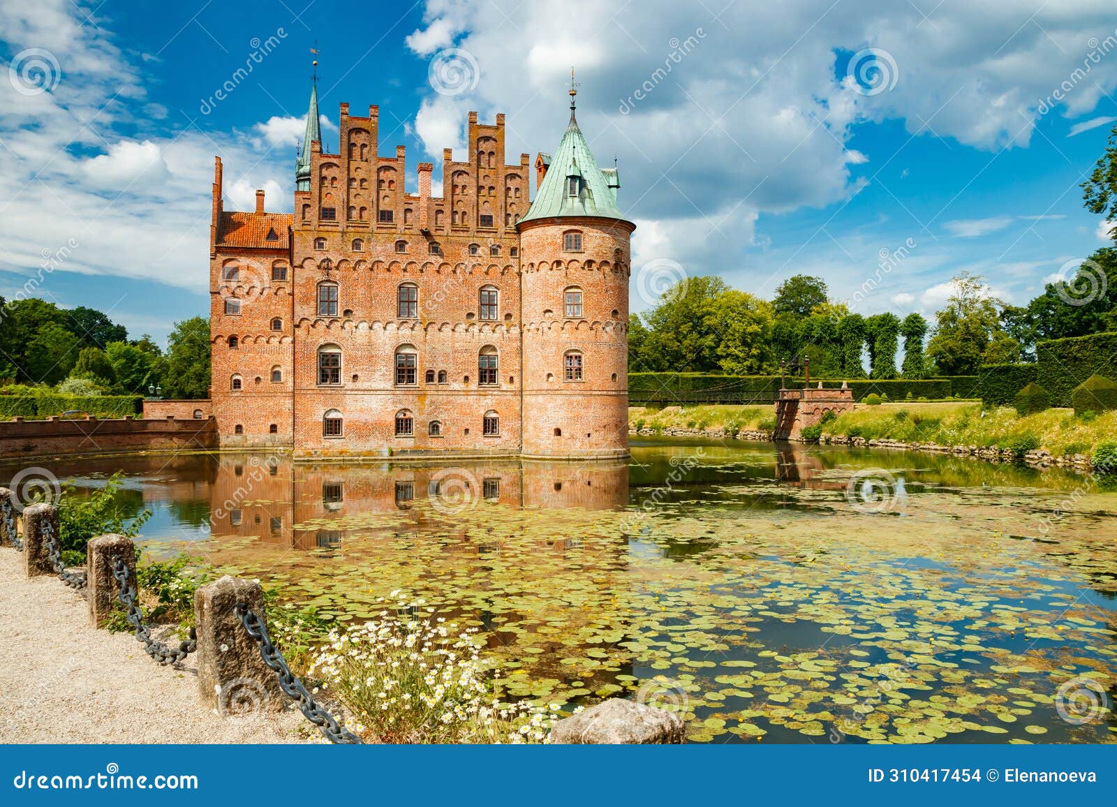 Egeskov Castle on Funen Island in Denmark Stock Photo - Image of brick ...
