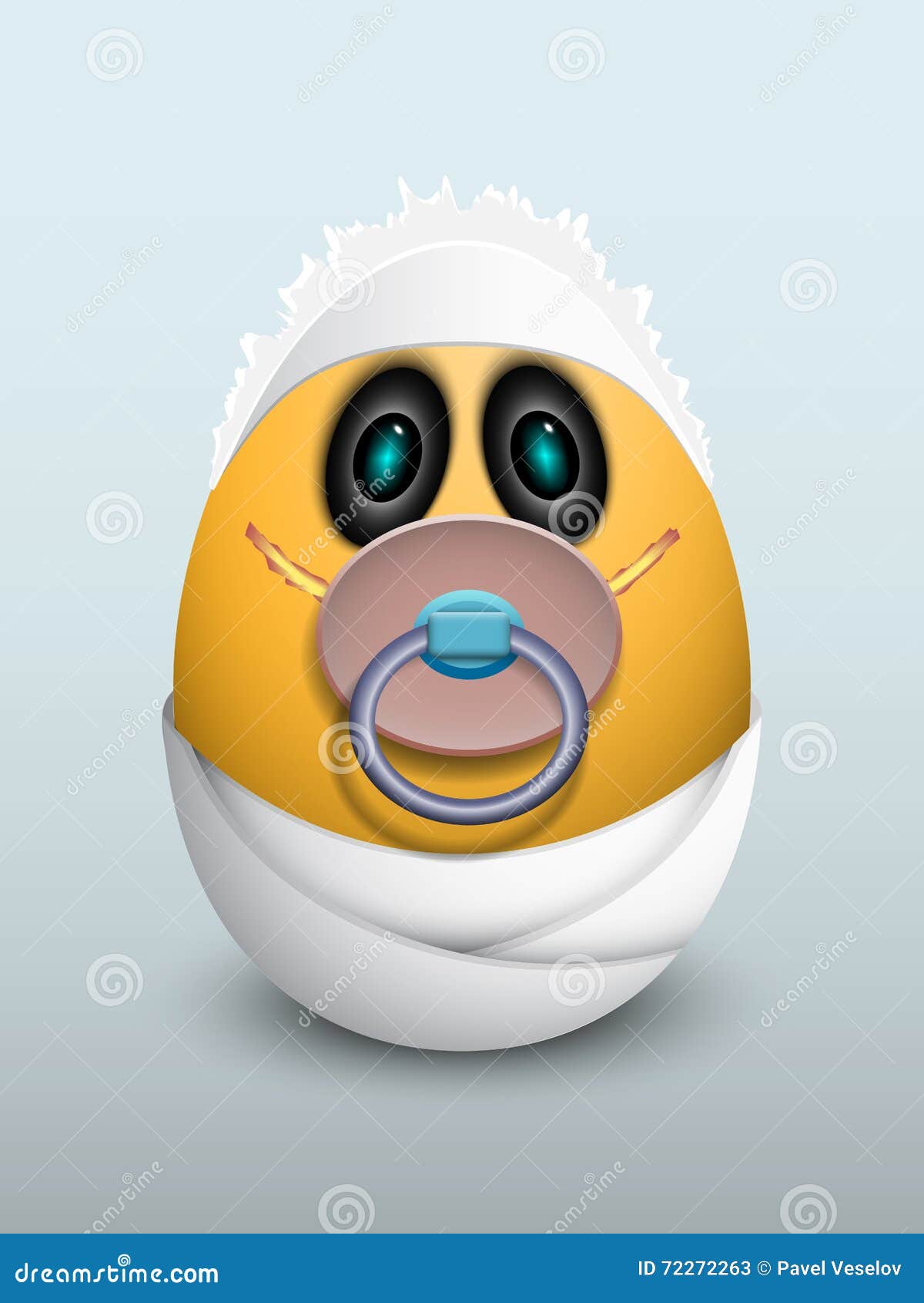 Egg baby with a pacifier. stock vector. Illustration of object - 72272263
