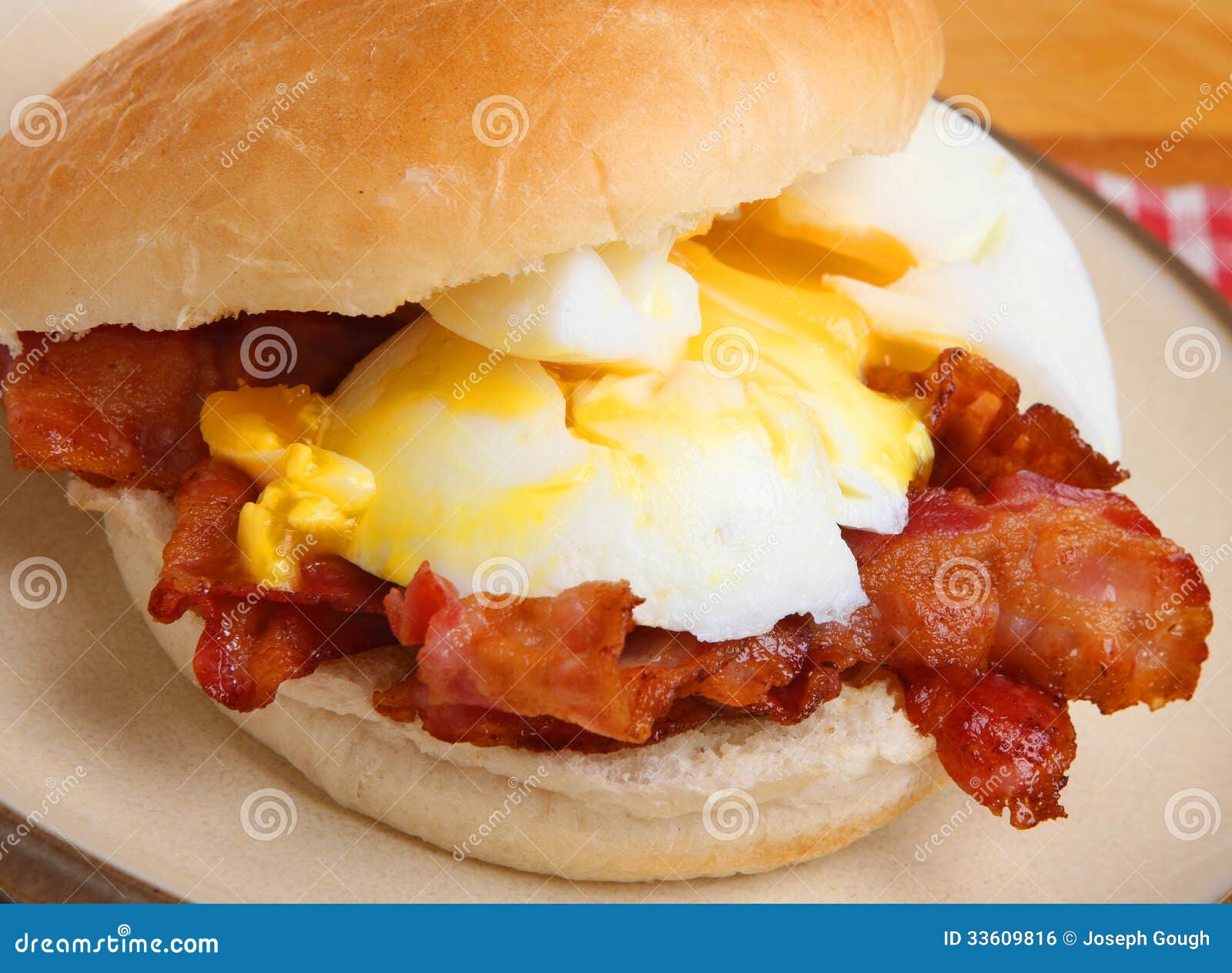 Egg & Bacon Breakfast Roll or Bap Stock Photo - Image of food, bacon ...