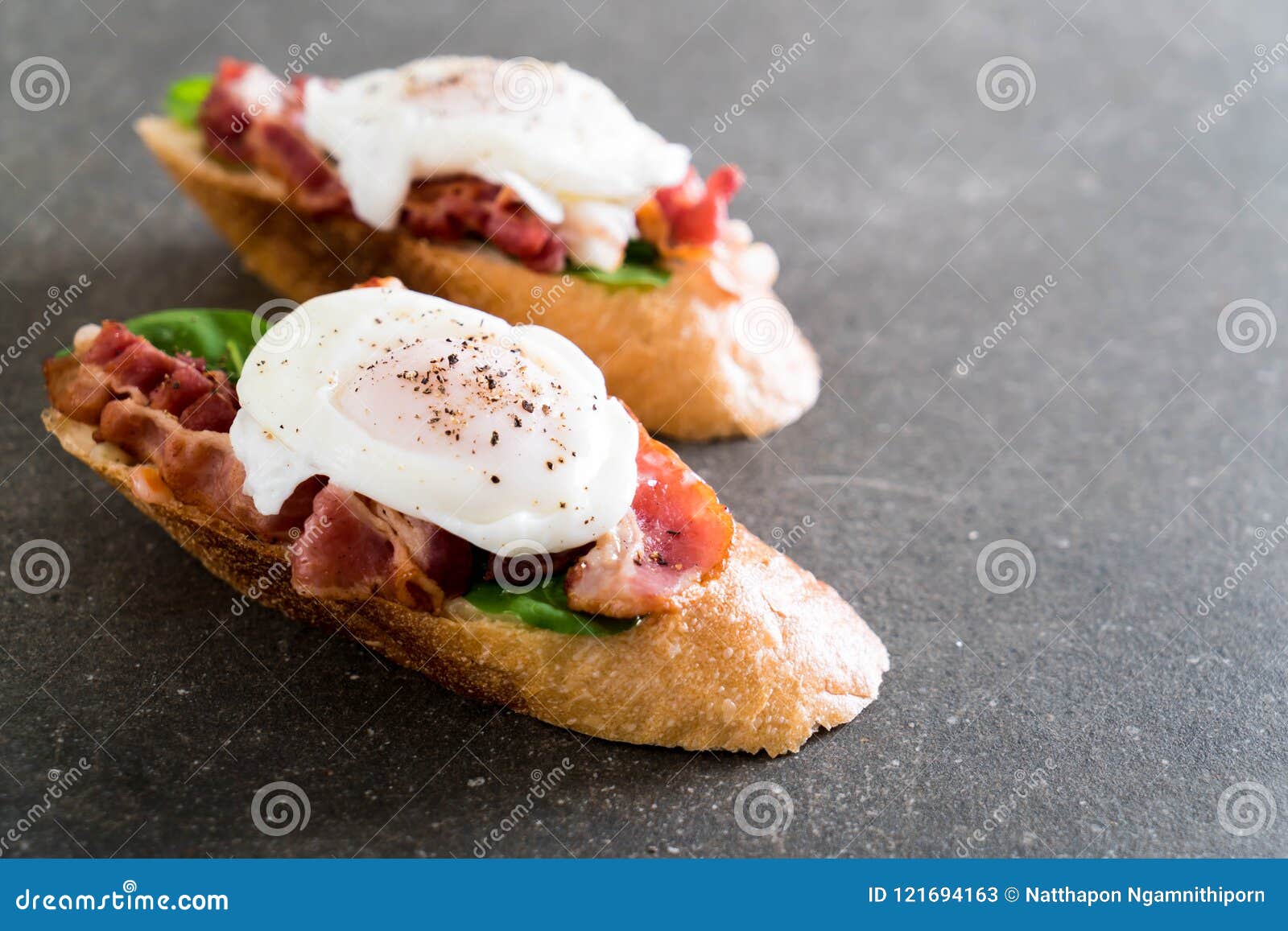 Egg Benedict with Bacon and Rocket Stock Image - Image of meal, healthy ...