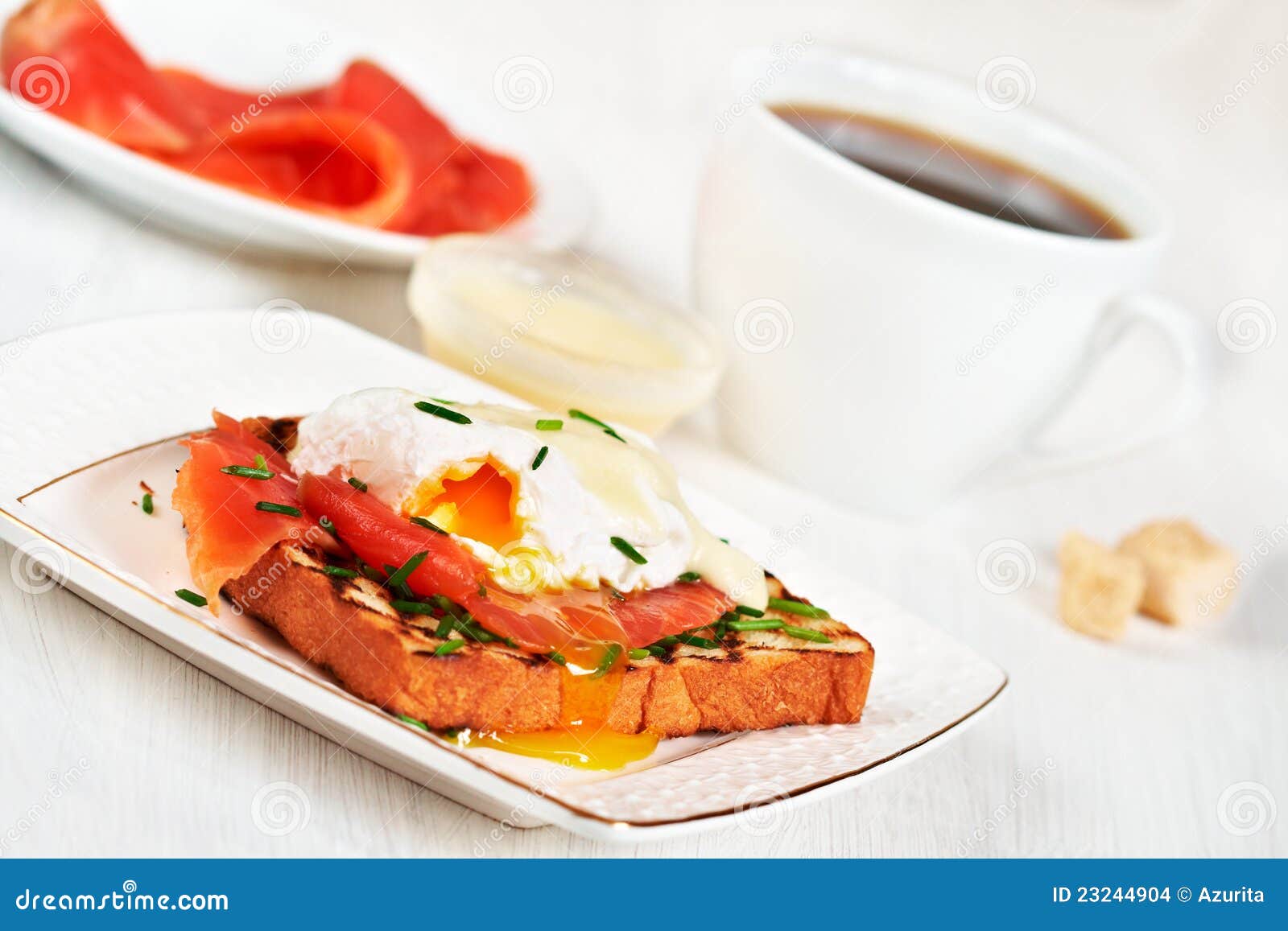 Egg benedict for breakfast stock photo. Image of toasted - 23244904