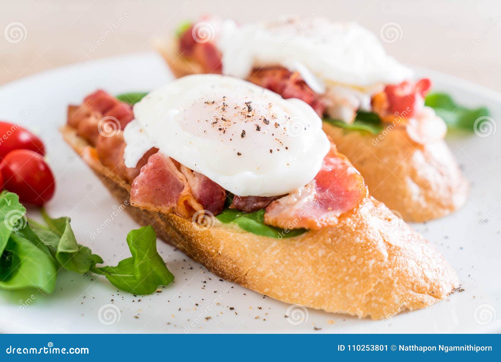 Egg benedict on plate stock image. Image of salad, cuisine - 110253801