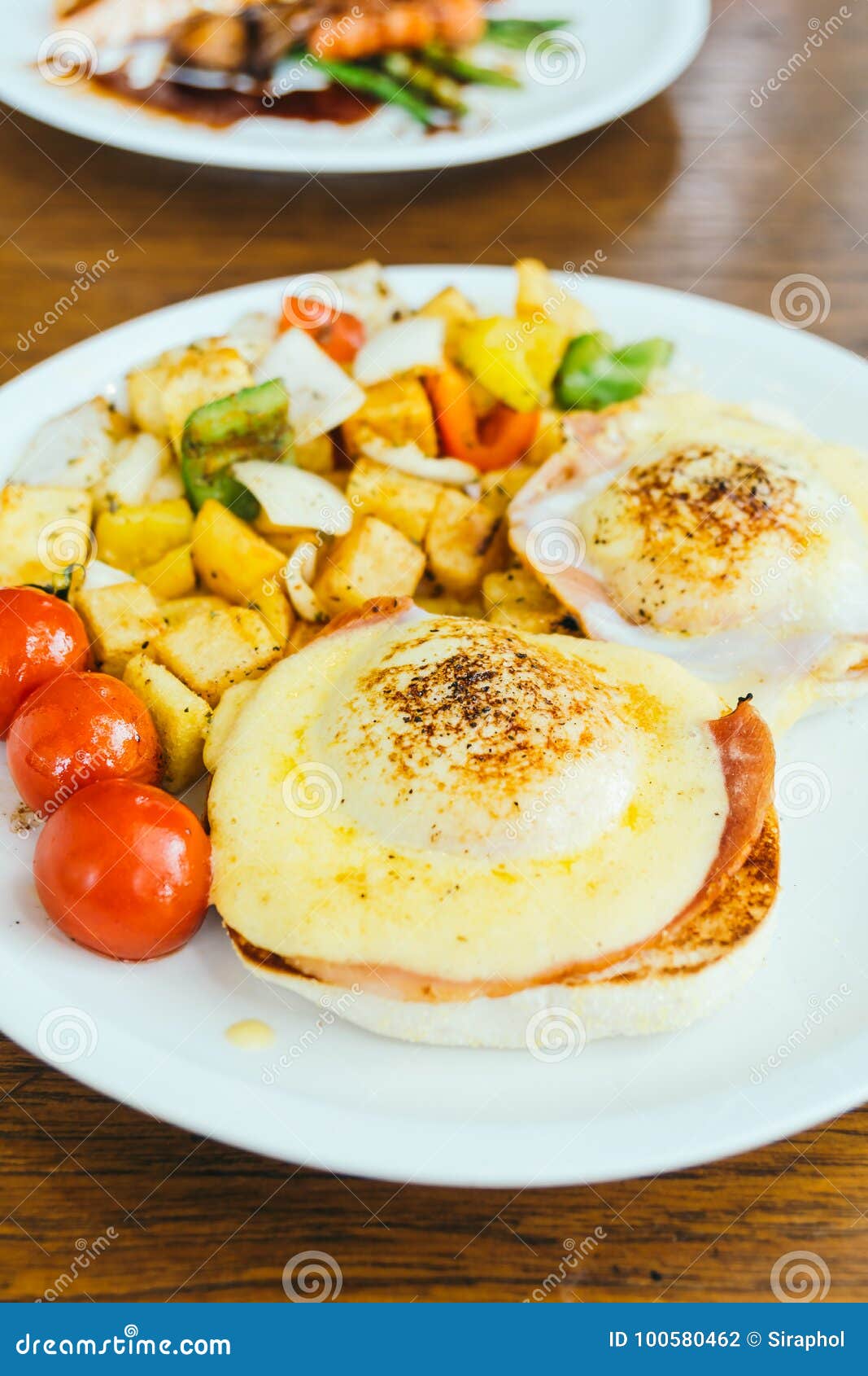 Egg Benedict with Vegetable for Breakfast Stock Photo - Image of eggs ...