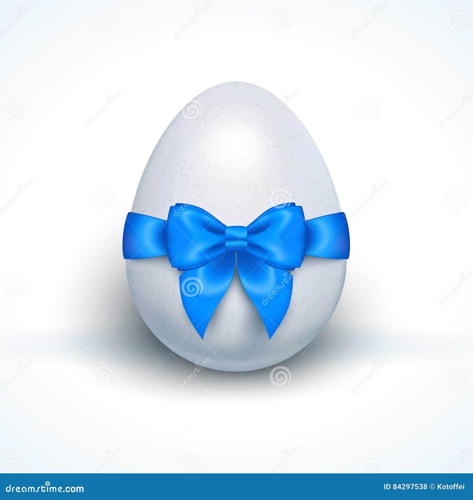 Egg with Blue Ribbon Bow Isolated on White Stock Vector - Illustration ...
