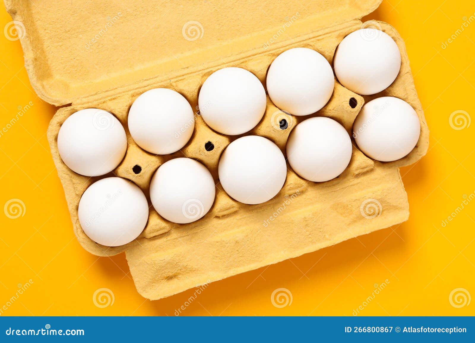 Egg Box with Eggs on Orange Background, Top View Stock Image - Image of ...