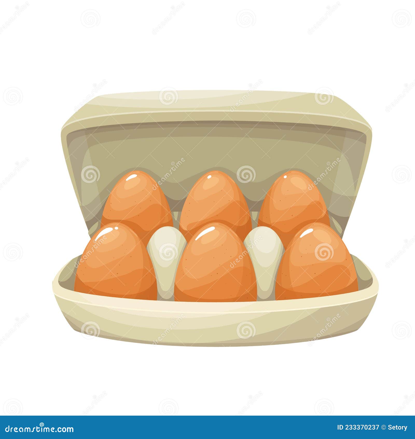 Egg Box with Six Brown Chicken Eggs, Stock Vector - Illustration of ...