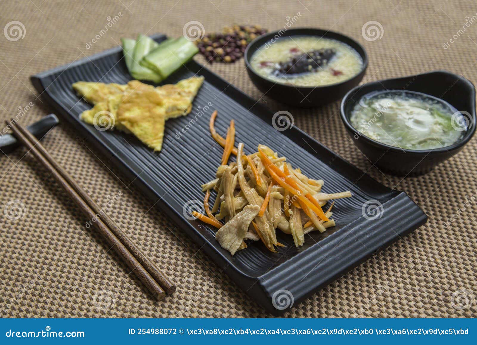 Egg Cake, Roughage Steamed Bread And Side Dishes Breakfast Set Meal ...