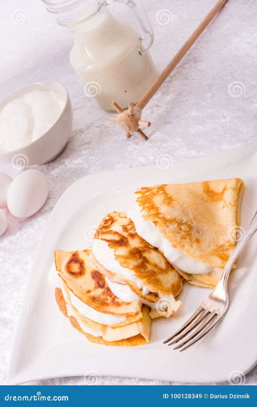 Egg cake with vanillaquark stock image. Image of german - 100128349