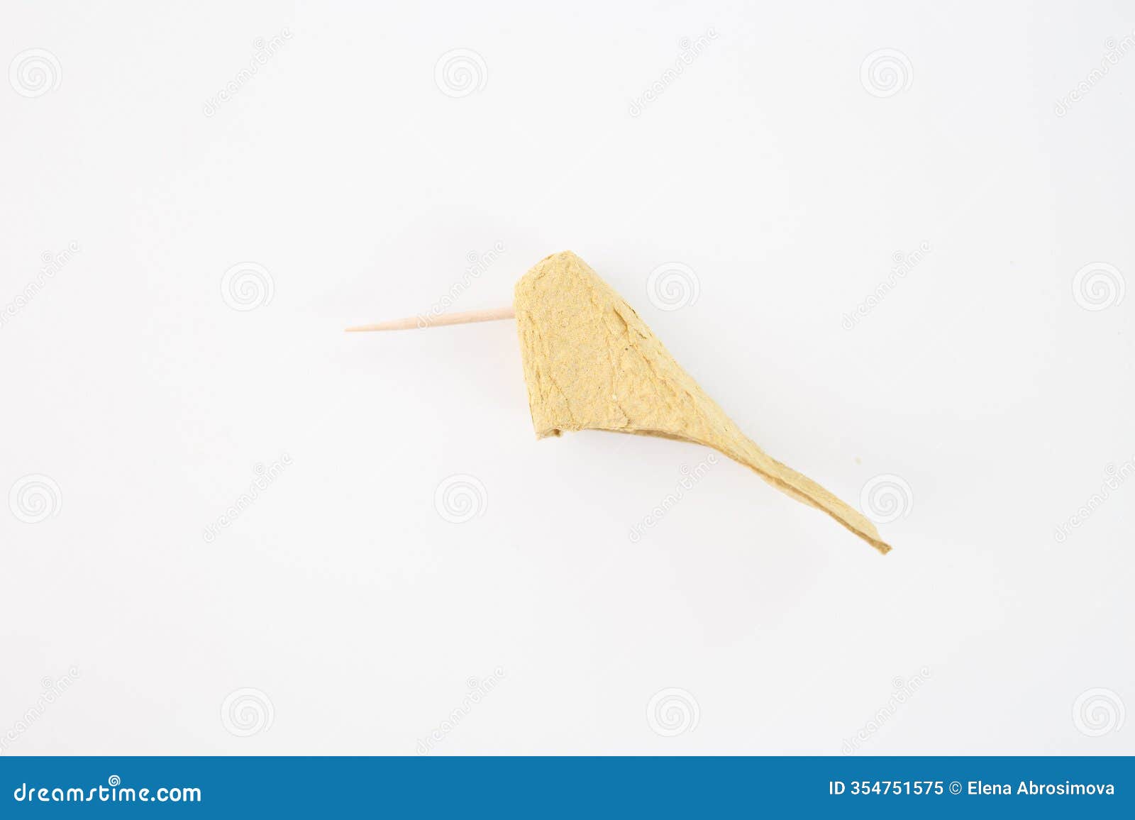 Egg Carton Cone Bird with Toothpick Beak on White Background, Stock ...