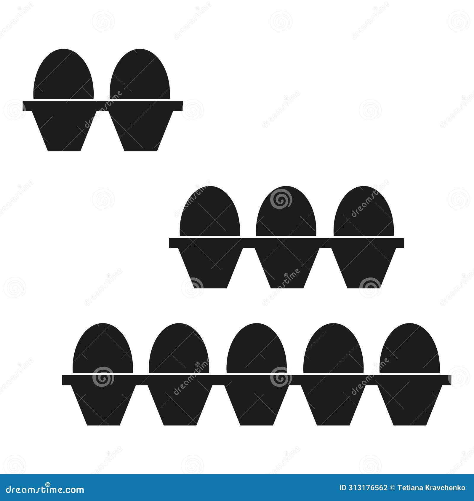 Egg Carton Icons Set. Various Egg Container Sizes. Vector Illustration ...