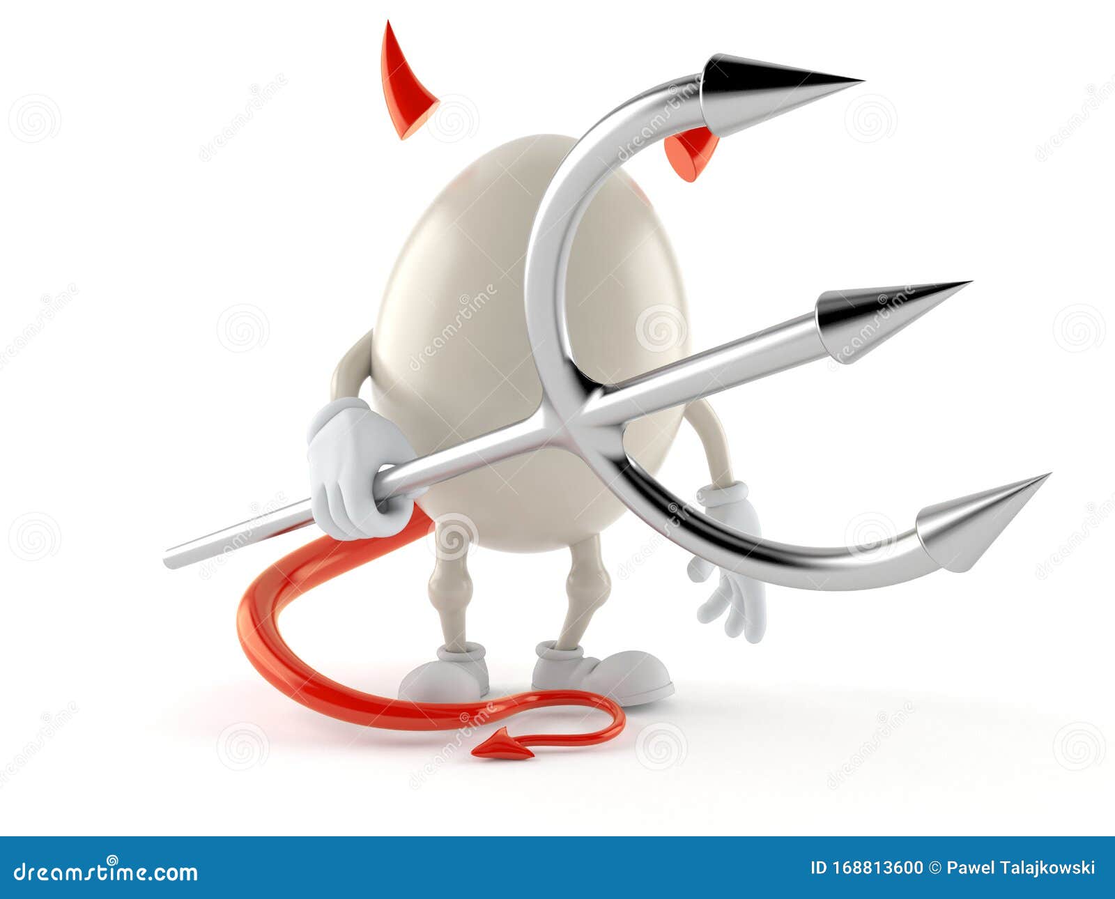 Egg Character with Devil Horns and Pitchfork Stock Illustration ...