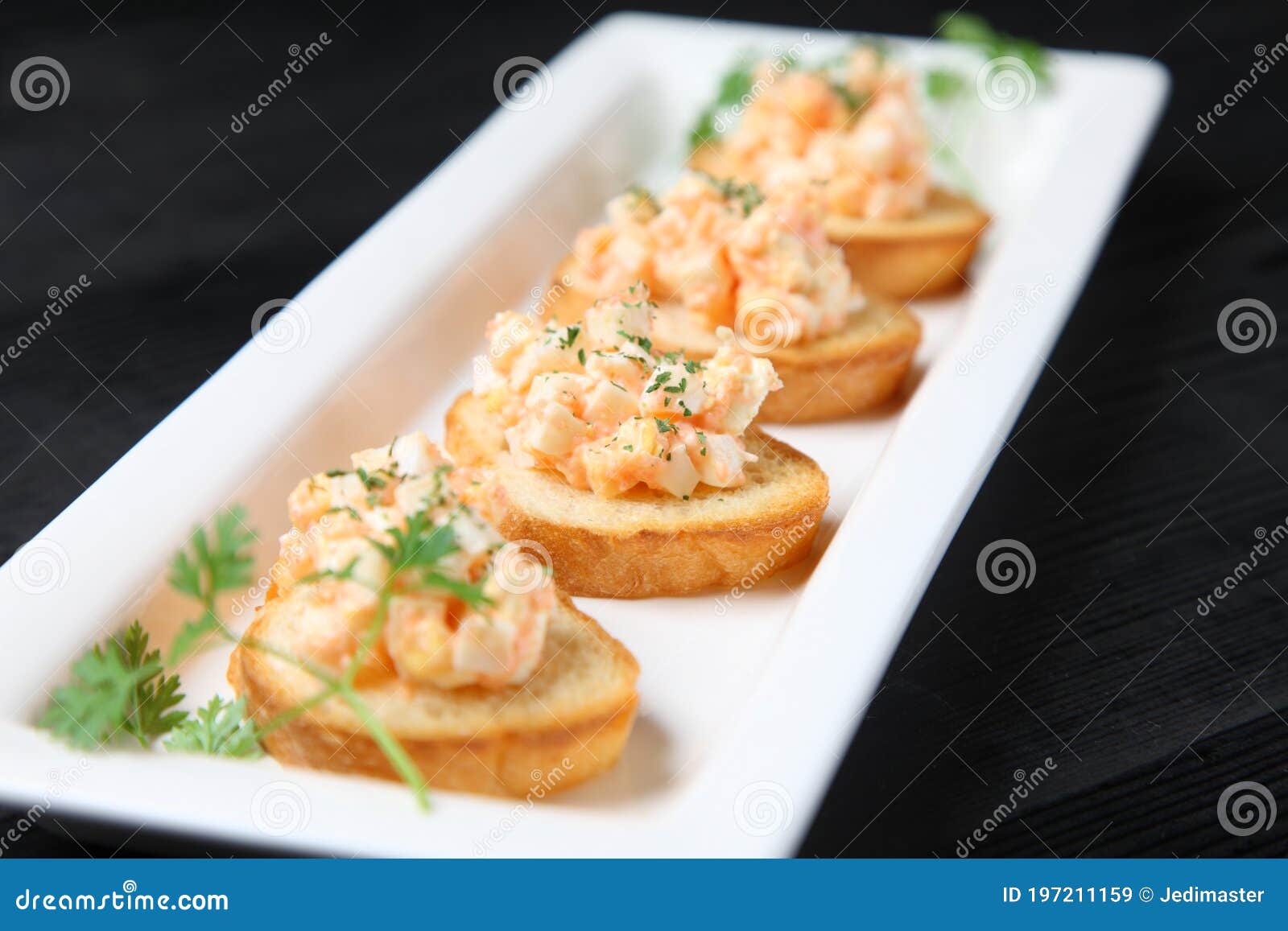 Egg and cod roe canape stock image. Image of seafood - 197211159