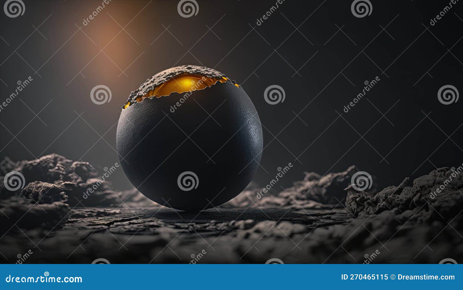 An Egg with a Cracked Egg Shell in the Middle of a Pile of Rocks and ...